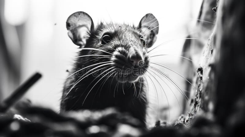 Black and White Photo of a Rat Looking Up, AI Stock Image - Image of ...