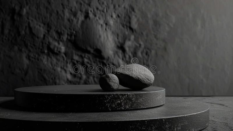 A Black and White Photo of a Rock on a Plate. Suitable for Various ...