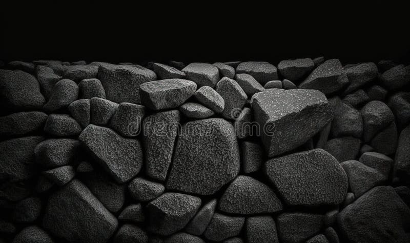A Black and White Photo of Rocks in the Night Time with a Black ...
