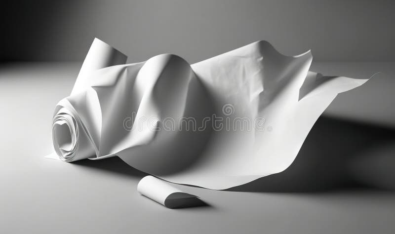 A Black and White Photo of a Rolled Up Paper on a Table with a Rolled ...