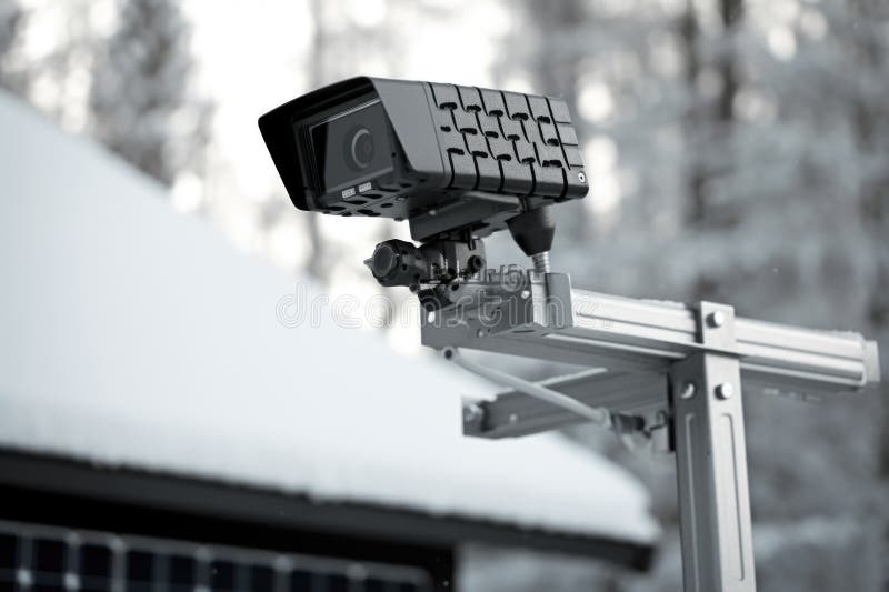 A Black and White Photo of a Security Camera. Suitable for Surveillance ...
