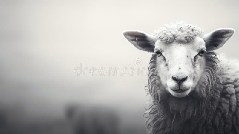 A Black and White Photo of a Sheep, AI Stock Image - Image of sheep ...