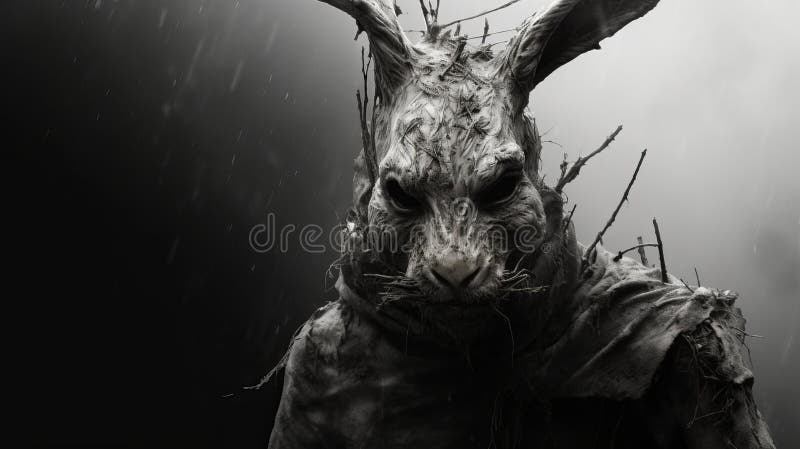 Creepy Post-apocalyptic Dark Rabbit with Detailed Costumes Stock ...