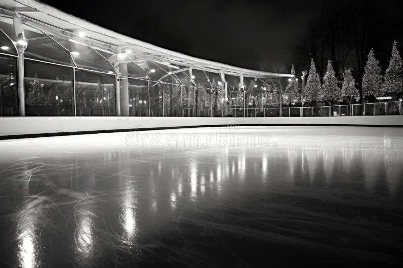 A Black and White Photo of a Skating Rink. Suitable for Various Uses ...
