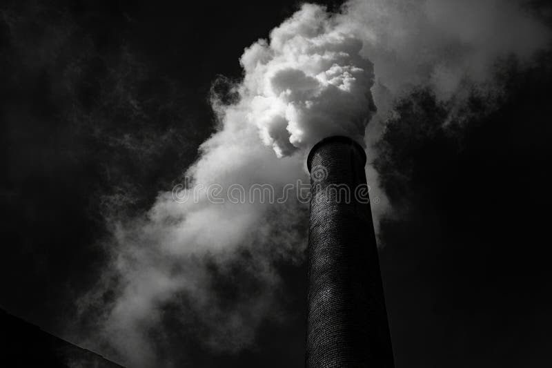 A Black and White Photo of a Smoke Stack Stock Illustration ...
