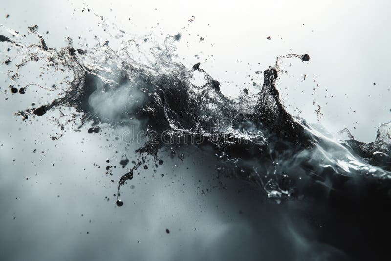 A Black and White Photo of a Splash of Water Stock Image - Image of ...