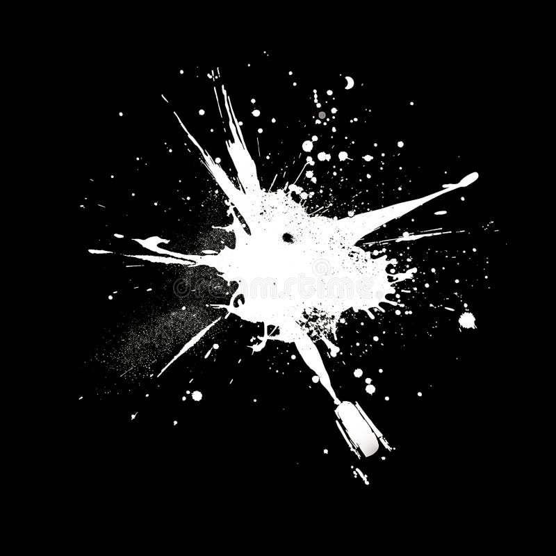 A Black and White Photo of a Splattered Paint Splatter Stock Illustration - Illustration of ...