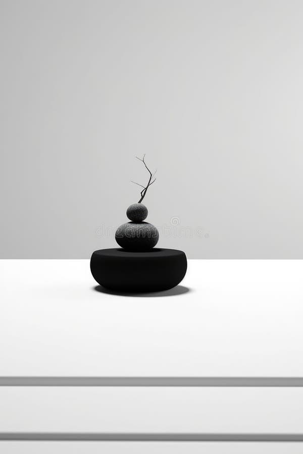 A Black and White Photo of a Stack of Rocks. Generative AI Image. Stock ...