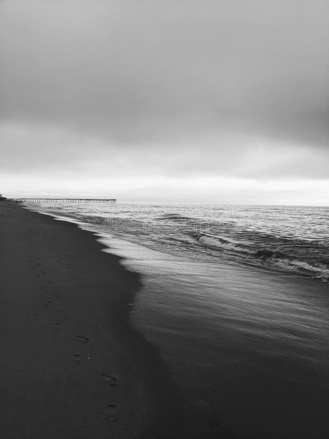 Atlantic Coast in Virginia Beach with a Distant View of the Pier. Stock ...