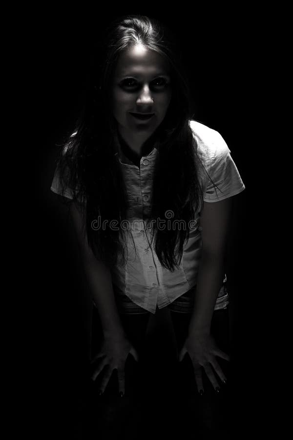 Black and White Photo of Woman Stock Image - Image of loneliness ...