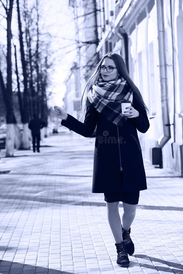 Black and White Photo of a Young Girl on a Walk Stock Photo - Image of ...