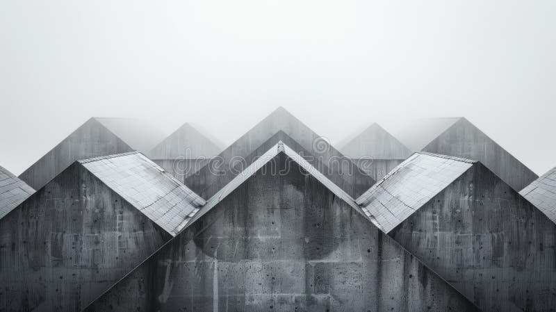 A Black and White Photograph of a Building with Many Triangles, AI ...