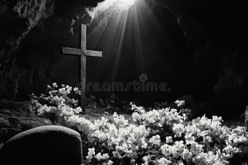 Cross in cave stock image. Image of religion, darkness - 379065541