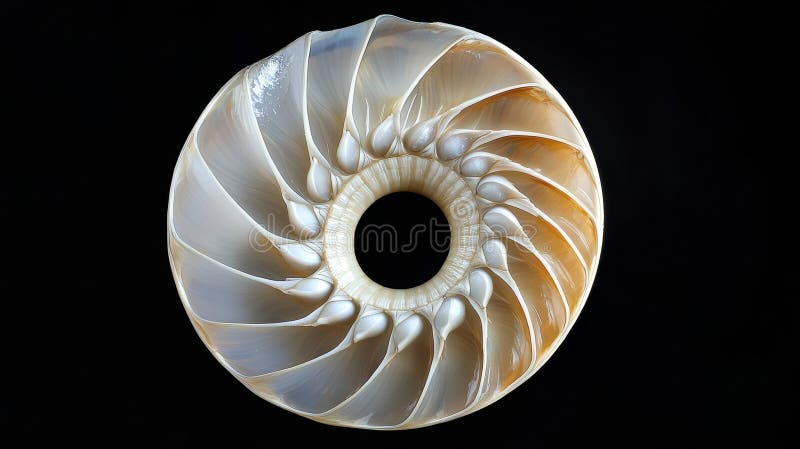 Black and White Photograph of a Halved Shell of the Chambered Nautilus ...