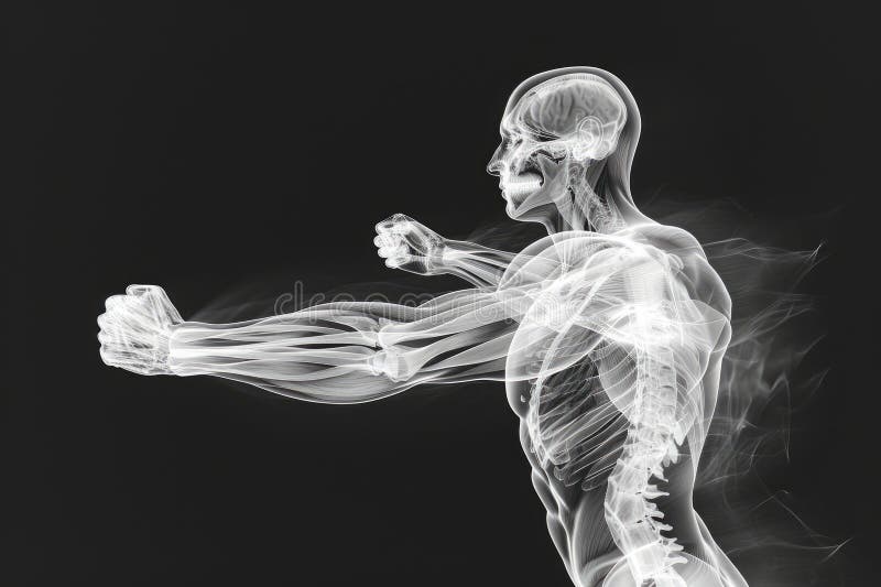 A Black and White Photograph Showcasing the Image of a Skeleton, X-ray ...