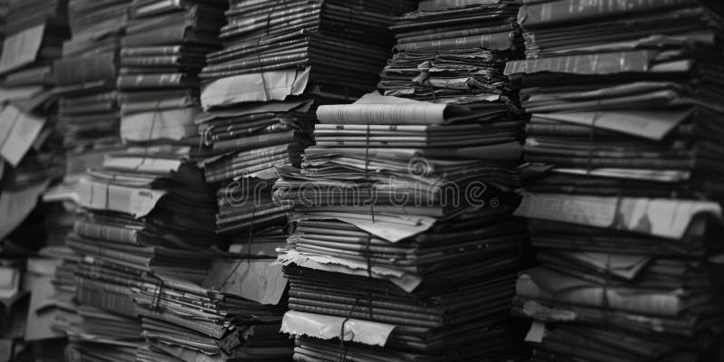Black and White Photograph of Stacked Papers Stock Photo - Image of ...