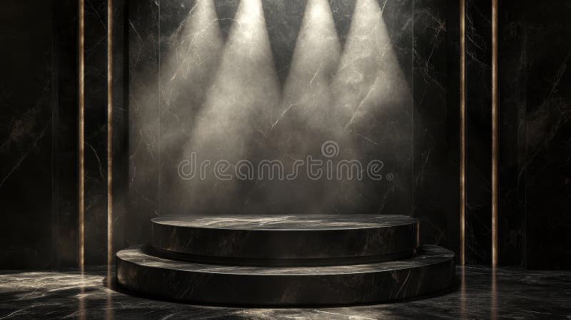Black and White Photograph of a Stage Illuminated by a Single Spotlight ...