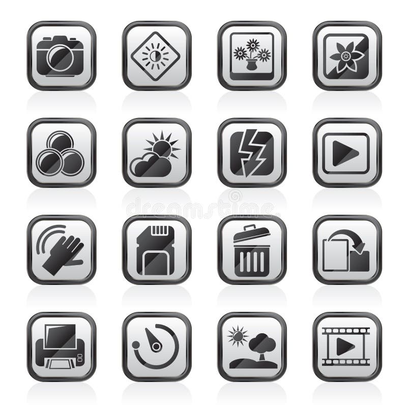 Photography and Camera Function Icons Stock Vector - Illustration of ...