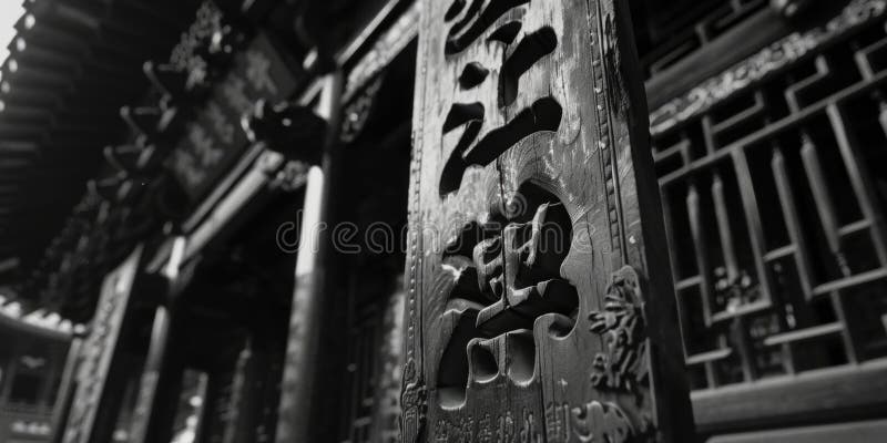 Black and White Photography of Chinese Building Architecture Stock ...
