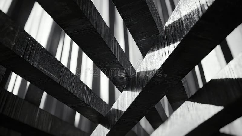 Black and White Photography of a Metal Structure Emphasizing Geometric ...