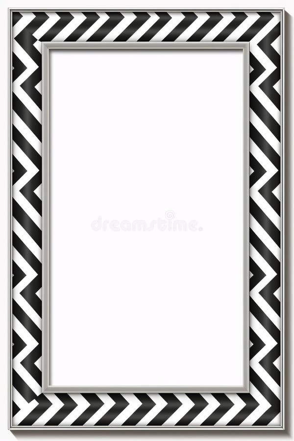 A Black and White Picture Frame with a Chevron Pattern Stock ...
