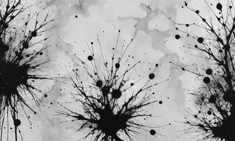 A Black and White Picture of a Splatter of Paint. Stock Illustration ...