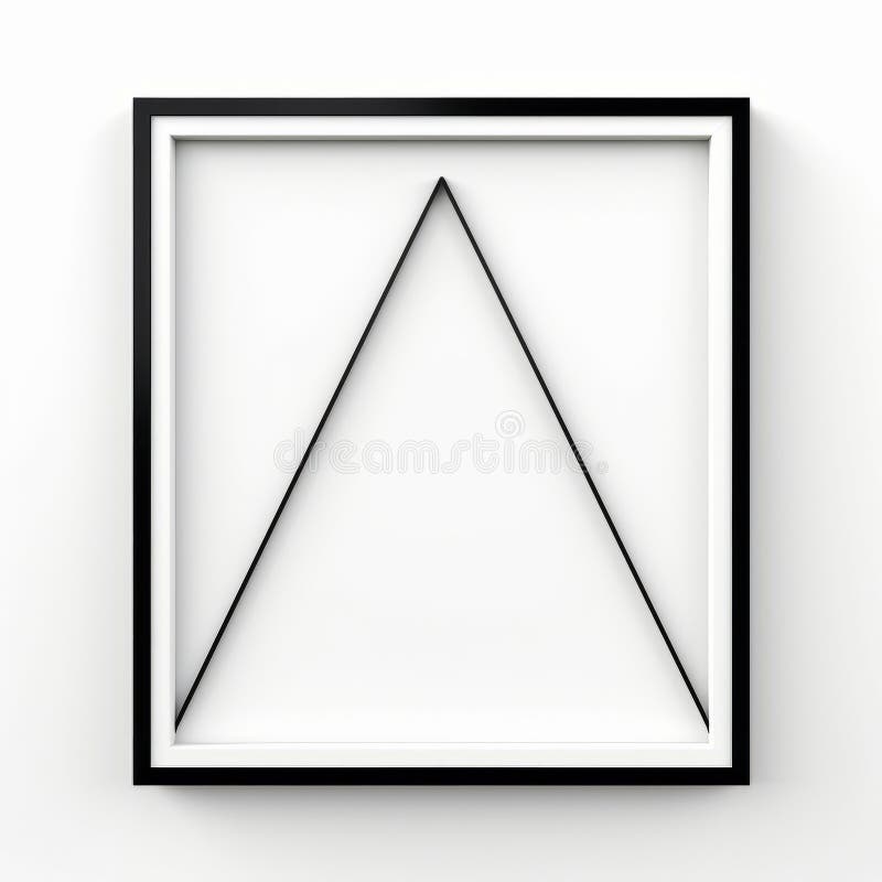 A Black and White Picture of a Triangle on a White Wall Stock ...