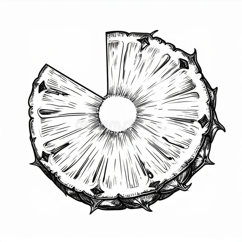 Black and White Pineapple Slice Illustration Stock Illustration - Illustration of black, plant ...