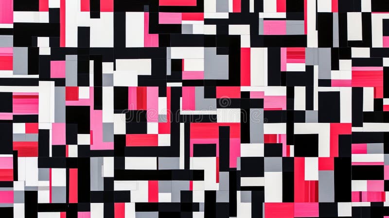 Black, White, and Pink Abstract Pattern, Dynamic Artwork with Geometric ...