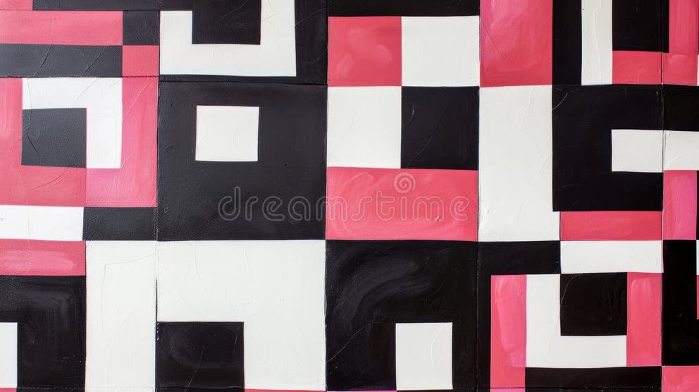 Black, White, and Pink Pattern with Squares Stock Photo - Image of ...