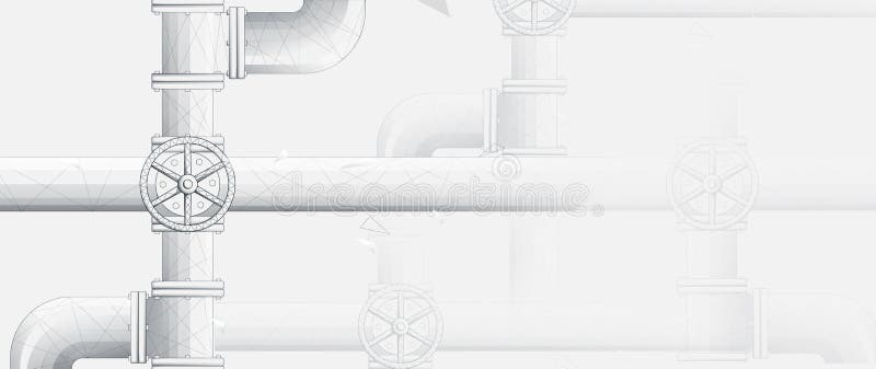 Black and White Pipeline, Industrial Background. Low Polygon and ...