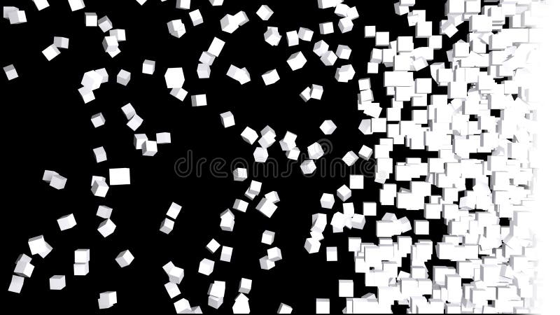 Black and White Pixel Particles Explosion Pieces 3D Illustration ...
