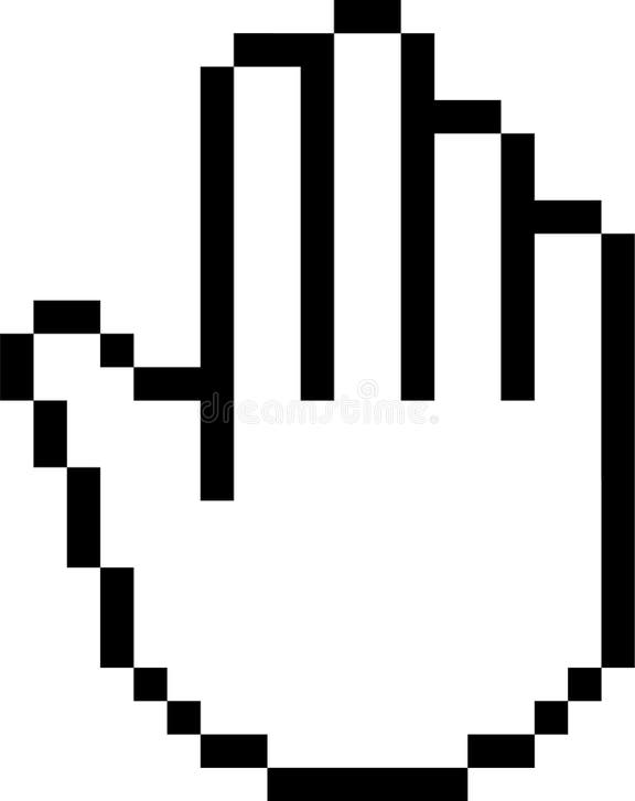 Black and White Pixelated Hand Cursor Pointing and Clicking or ...
