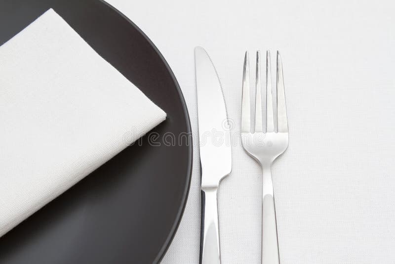 Black and White Place Setting Stock Photo - Image of setting, napkin ...