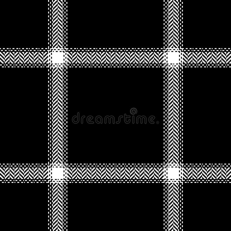 Black White Plaid Pattern. Herringbone Windowpane Vector. Seamless ...