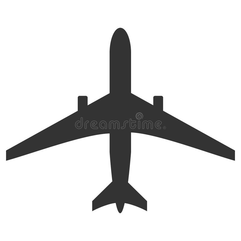 Black and White Plane Icon on Background. Airplane in Dark Color ...
