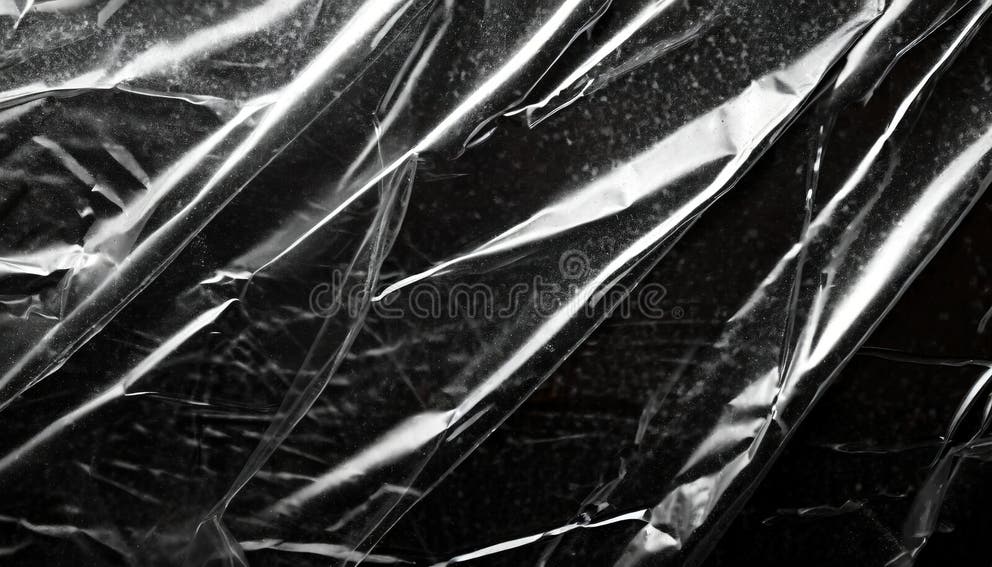 Black and White Plastic Wrap Texture with Green Backdrop. the Intricate ...