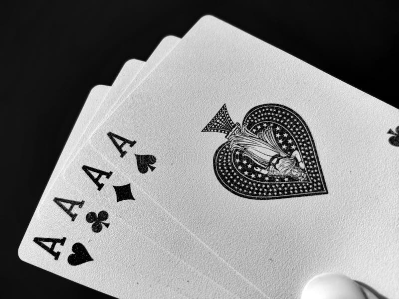 Black and White Playing Cards All Aces Aligned in the Corner Against ...