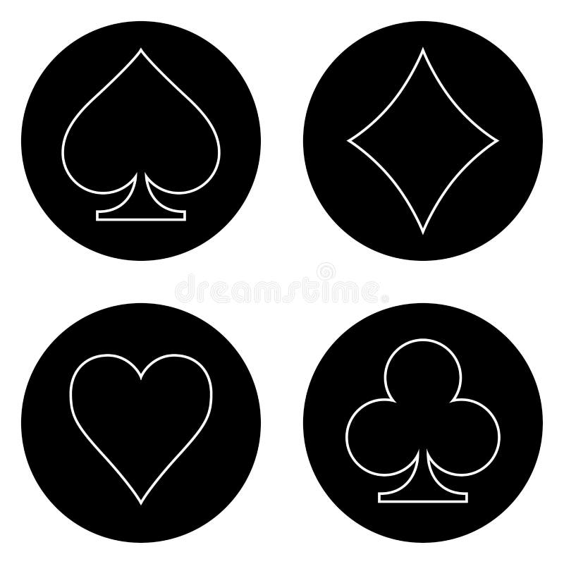 Black and White Playing Cards Suits Icon Set Stock Illustration ...
