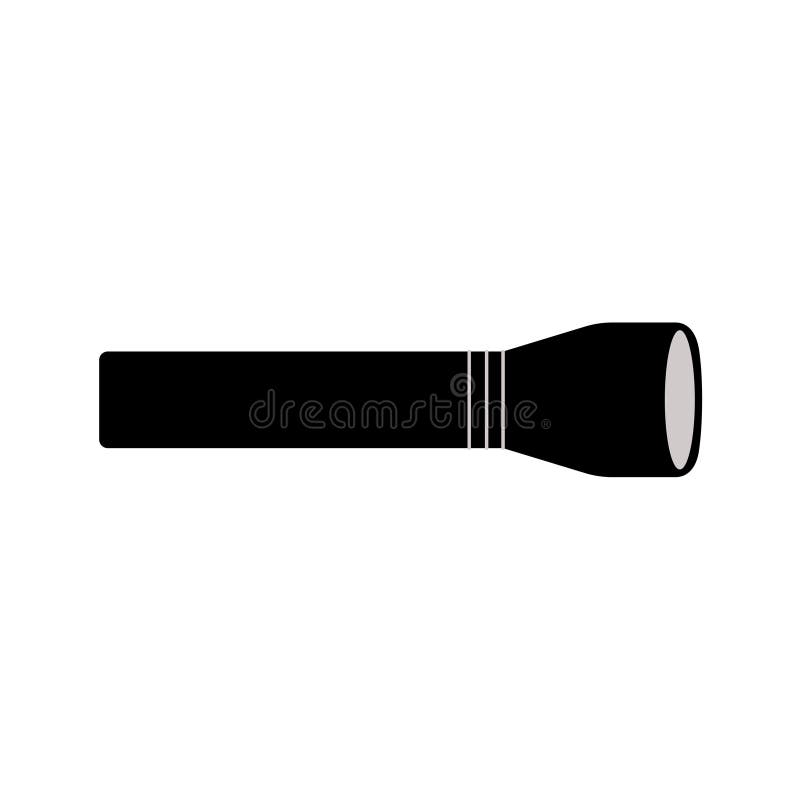 Black and White Police Flashlight Icon on White Background Isolated ...