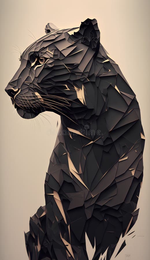 Black and White Polygonal Lion. Abstract Low Poly Illustration Stock ...