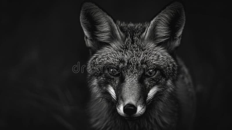 Monochromatic Fox Head Portrait. Generative AI Stock Image - Image of ...