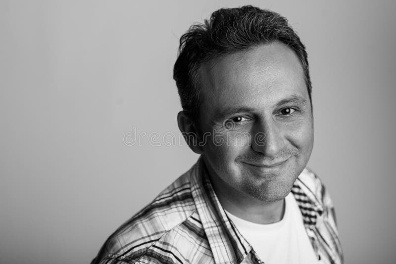 Black and White Portrait of a Friendly Male Model Stock Image - Image ...