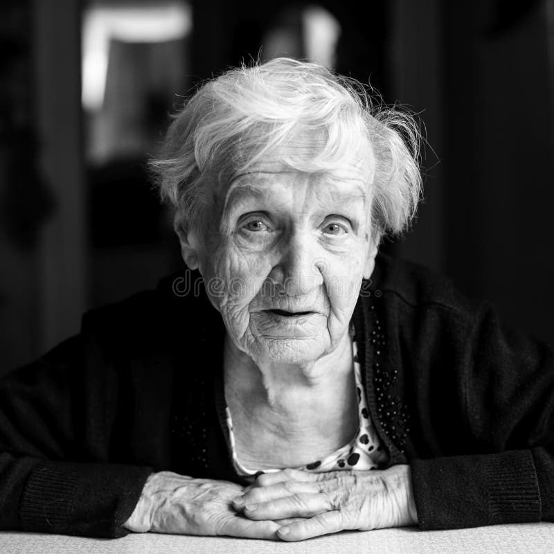 Black and White Portrait of an Old Woman Stock Photo - Image of aging ...