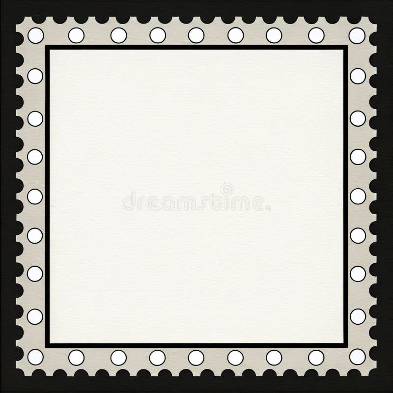 Black and White Postage Stamp Frame Square Design, Neutral Background ...