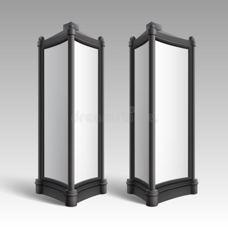 Black White Poster Stands Pillars for Advertising Stock Vector ...