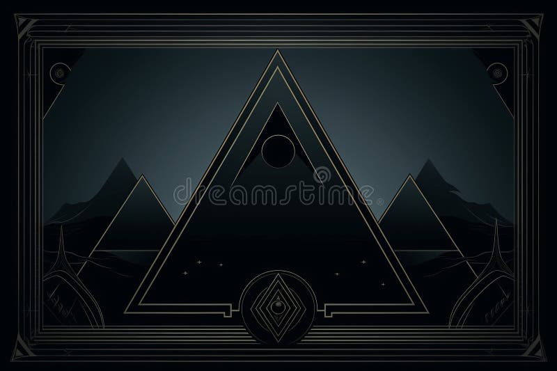 A Black and White Poster with a Triangle in the Middle Stock ...