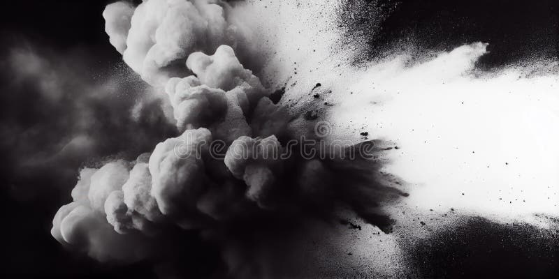Black and White Powder Explosion Abstract Background. Stock ...