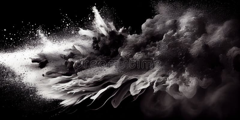 Black and White Powder Explosion Abstract Background. Stock ...