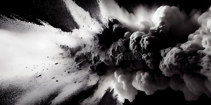 Black and White Powder Explosion Abstract Background. Stock ...
